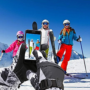 Yidomto Ski Gloves, Waterproof Touchscreen Snow Gloves, Warm Winter Gloves for Cold Weather, Thermal Snowboarding Gloves - for Men Women Kids Boys and Girls (Black Grey-XL)