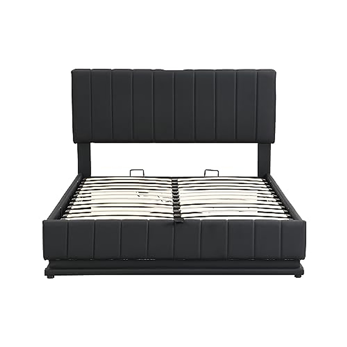 CJLMN Upholstered Platform Bed Versatility Bed, Full Size Wood Bed Frame with Hydraulic Storage System, LED Lights, Sockets and USB Ports, Kids Adults Bedroom Furniture Storage Bed (Black Bed)