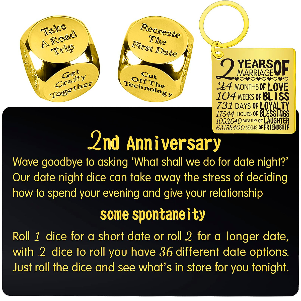 2nd, Gifts for 2nd Anniversary,2nd for Couple,2nd Ideas,2nd Wedding for Couple,2nd Date Night Dice,2nd Date Night Dice for Couples