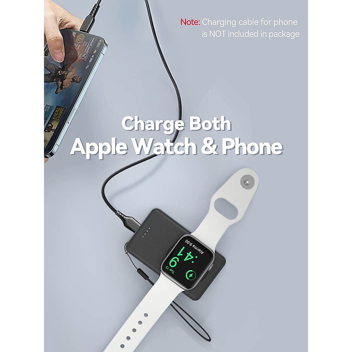 LVFAN Portable Charger for Apple Watch, 4000mAh iWatch Charger Power Bank Wireless Battery Pack Magnetic Travel Smartwatch Charger for Apple Watch Series 10 9 8 7 6 5 4 3 2 1 SE Ultra 2 Ultra (Black)