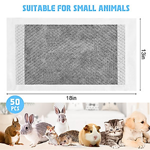 OHCCYML Disposable Guinea Pig Cage Liners，50PCS Thickened Guinea Pig Pee Pads Super Absorbent Charcoal Odor Controlling Cage Bedding Liners for Small Animals Rabbit Cat Puppy Hamster（18" x 13"）