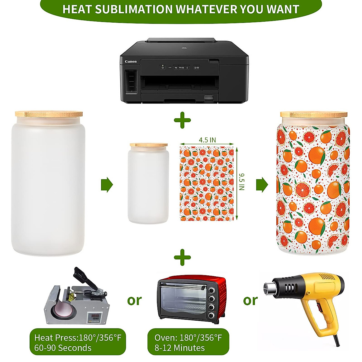 KIDJFGG Sublimation Glass Blanks With Bamboo Lid, 8pack 16OZ Frosted Sublimation Beer Can Glass with Glass Straws Gift Box Mason Jar Cups Mug Travel Tumbler for Beer, Juice, Soda, Iced Coffee, Drinks