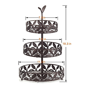 Ouseen 3 Tier Fruit Basket for Kitchen, Fruit Bowl Holder, Detachable Fruit Storage Baskets Stand for Counters Kitchen Countertop Dining Table