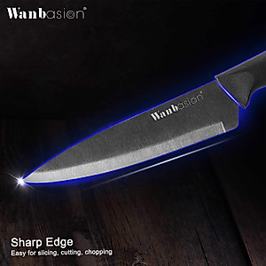 Wanbasion Marbling Black Kitchen Knife Set Block, Kitchen Knife Set Block Wood, Professional Kitchen Knife Set Block with Knife Sharpener…