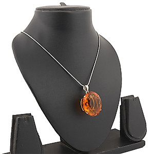 GEMHUB 105 Carat Yellow Citrine Gemstone Pendant Without Chain, 925 Sterling Silver Oval Shape Citrine Pendant Without Chain