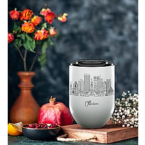 Ottawa Ontario Gifts and Souvenirs - 12 Oz Insulated Wine Tumbler with Lid - Ottawa College Graduation Gifts - Unique Drinkware - Canada Long Distance Gifts for Her & Homesick Student Gifts