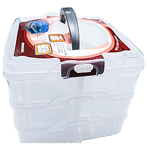 HengKe Craft Organizer Box 3 Layer Stackable Craft Storage Jewelry,Hardware,Craft Supplies Organizer with Adjustable Compartments for Accessories, Beauty Supplies, Art Supplies,Toy,Fuse Beads