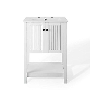 Modway Steam Bathroom Vanity Cabinet, 24" with White Sink