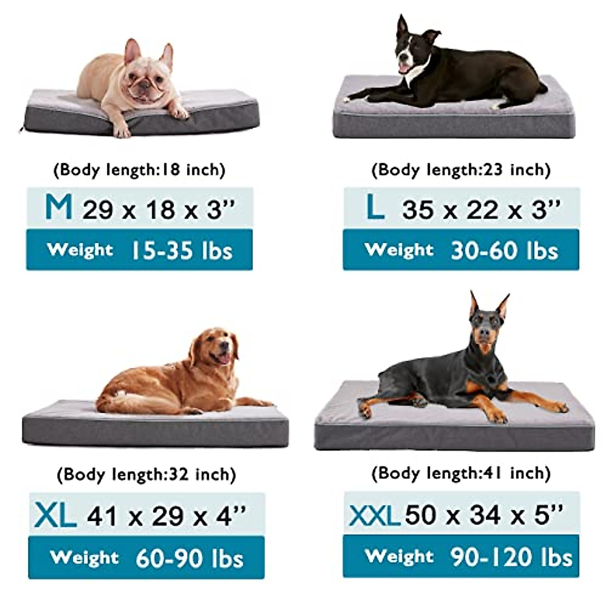 WATANIYA PET Memory Foam Large Dog Bed, Orthopedic Dog Crate Bed with Cooling Gel Foam, Waterproof Liner and Washable Cover, Joint Relief Pet Sleeping Bed for Medium Large Dogs