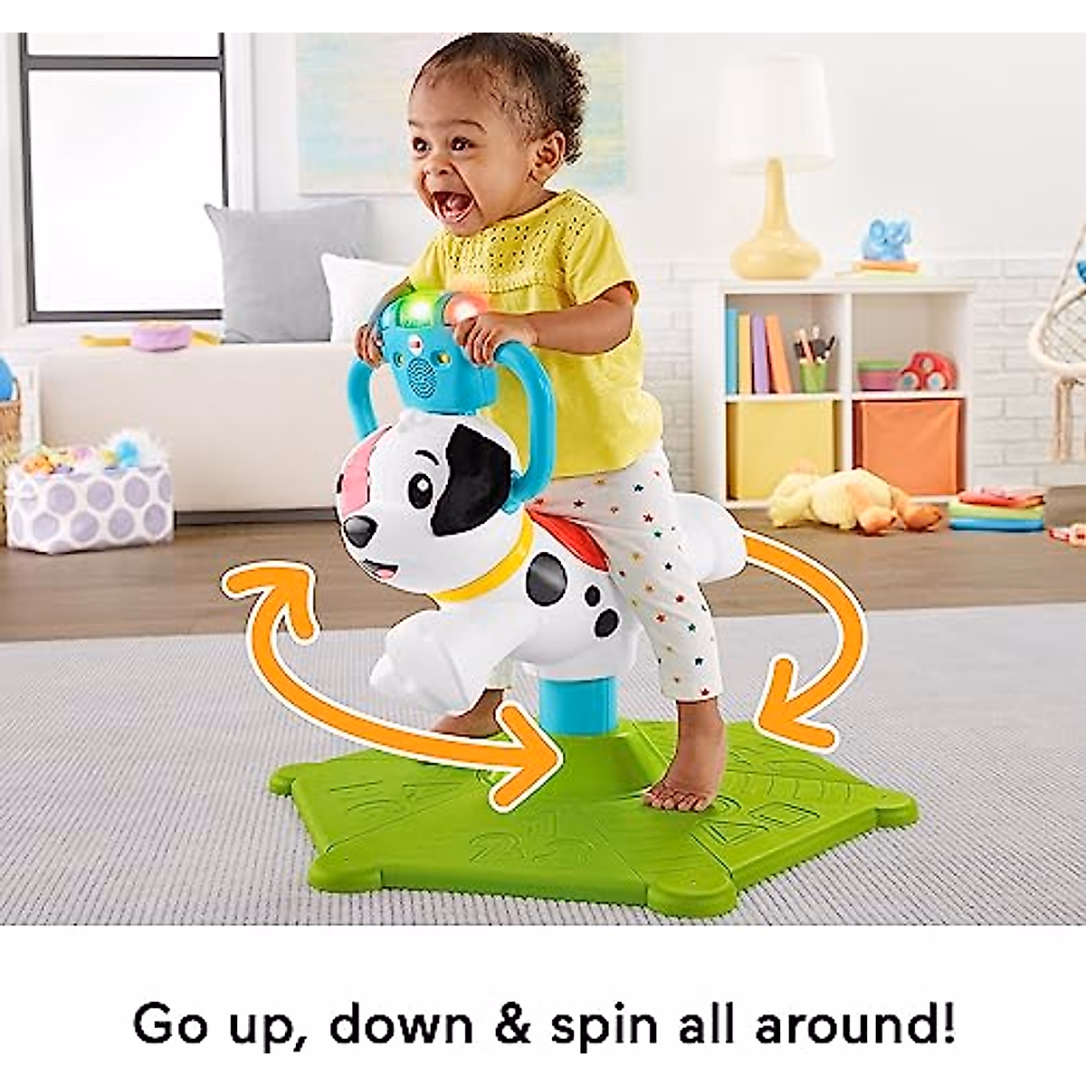 Fisher-Price Toddler Ride-On Learning Toy, Bounce and Spin Puppy Stationary Musical Bouncer for Babies and Toddlers Ages 12+ Months (Amazon Exclusive)