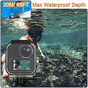 Waterproof Housing Case for GoPro MAX 360 with Touchscreen, Protective Underwater Dive Shell with Bracket for GoPro MAX360 Action Camera Accessories Kit