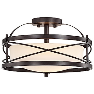Nuvo Lighting Two Light Semi Flush Mount, 14"W x 8.25"H, Bronze/Dark