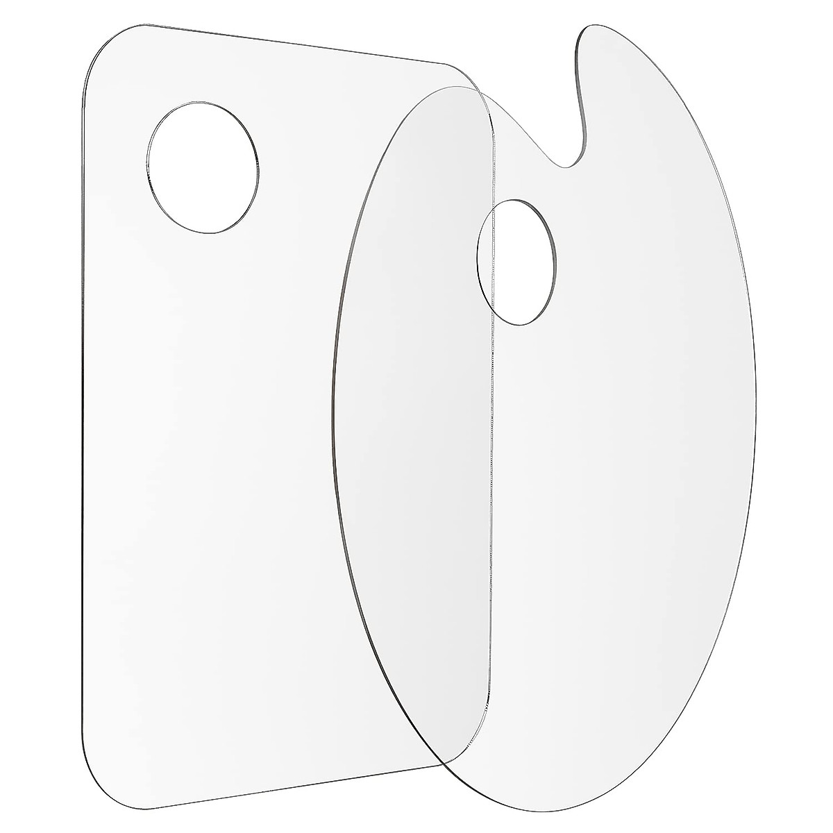 Tamaki 2 Pack Acrylic Paint Palette with Thumb Hole Clear Art Palette, Easy Clean Non-Stick Artist Pallet for Oil Watercolor Craft DIY Art Painting Palette