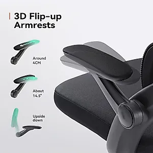 SIHOO M102C Ergonomic Mesh Office Chair, High Back Desk Chair with 3D Armrests, Up&Down Lumbar Support, Swivel Computer Task Chair with Adjustable 2D Headrest, Tilt Function Black
