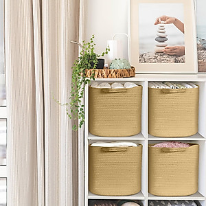GLCON Cotton Rope Baskets for Organizing - 2 Pack Cube Storage Bins - Woven Basket for Storage - Square Toy Organizer Bins - Storage Cubes for Shelves, Closet - Baby Nursery Bin