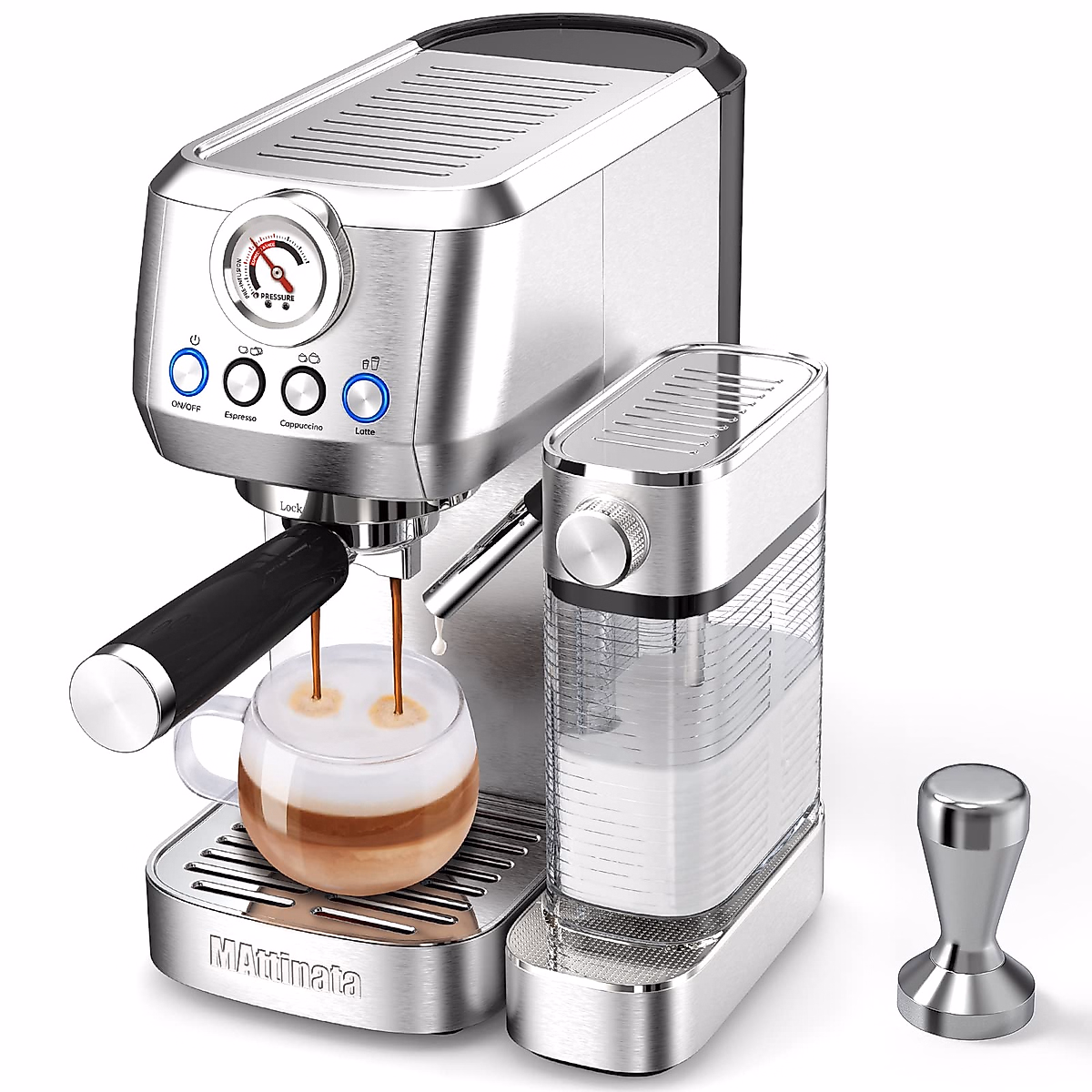 Cappuccino Machine and Espresso Machine, 20 Bar Stainless Steel Latte Maker for Home with Automatic Milk Frothing System, Valentines Day Gifts for Him/Her
