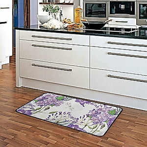Christmas Kitchen Rugs Purple Hydrangea Lavender Non Slip Soft Kitchen Mats Floor Anti Fatigue Bath Rug Runner Doormats Carpet for Xmas Home Decor 39" X 20"
