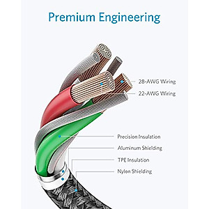 Anker 6 ft Premium Double-Braided Nylon Lightning Cable, Apple MFi Certified for iPhone Chargers, iPhone X/8/8 Plus/7/7 Plus/6/6 Plus/5s, iPad, iPad Mini, and More (Black)