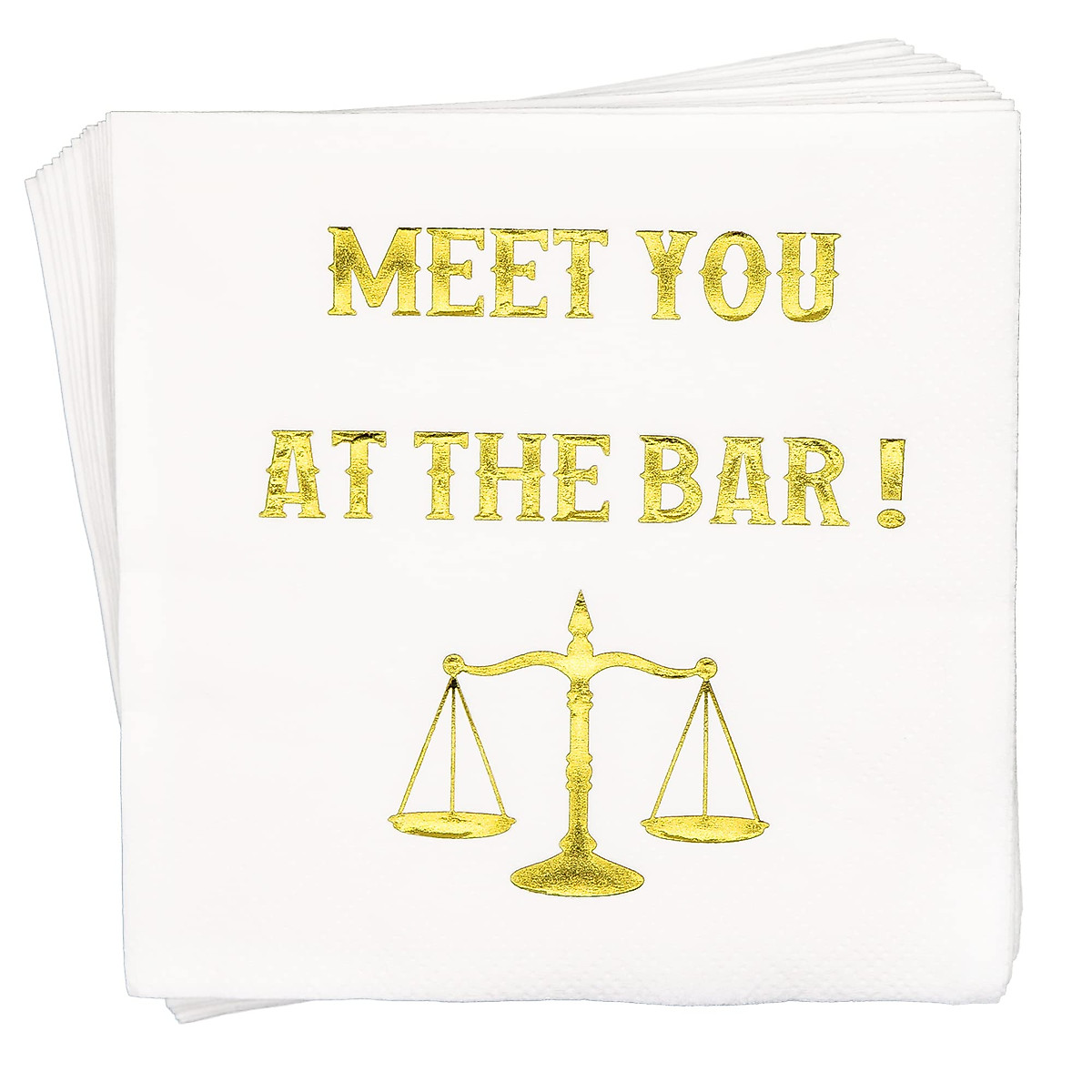 Meet You At The Bar Napkins, Law School Graduation Napkins, Law School Graduation Decorations Class of 2024, Law School Graduation Party Decorations 2024 (5 x 5 In, Gold Foil, 50-Pack)