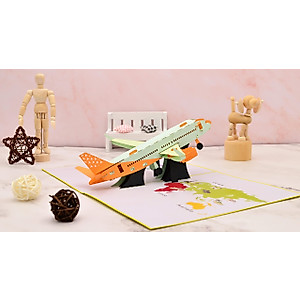 Airplane Pop Up Card come with Flying Butterfly,Ideal 3D Greeting Card for All Occasions,Happy Birthday, Graduation, Congratulations, Retirement,Pilots, Plane Travelers. 6"x8" when colsed. (Airbus)