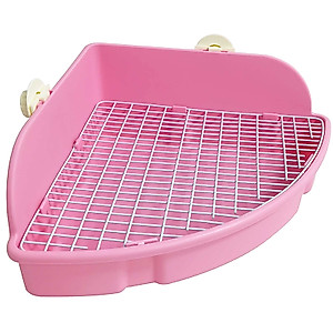 kathson Large Rabbit Litter Box Bunny Corner Toilet Box Potty Trainer Bigger Pet Pan Small Animal Cage Toilet Bedding Box Fanshaped for Adult Guinea Pigs Chinchilla Ferret Galesaur