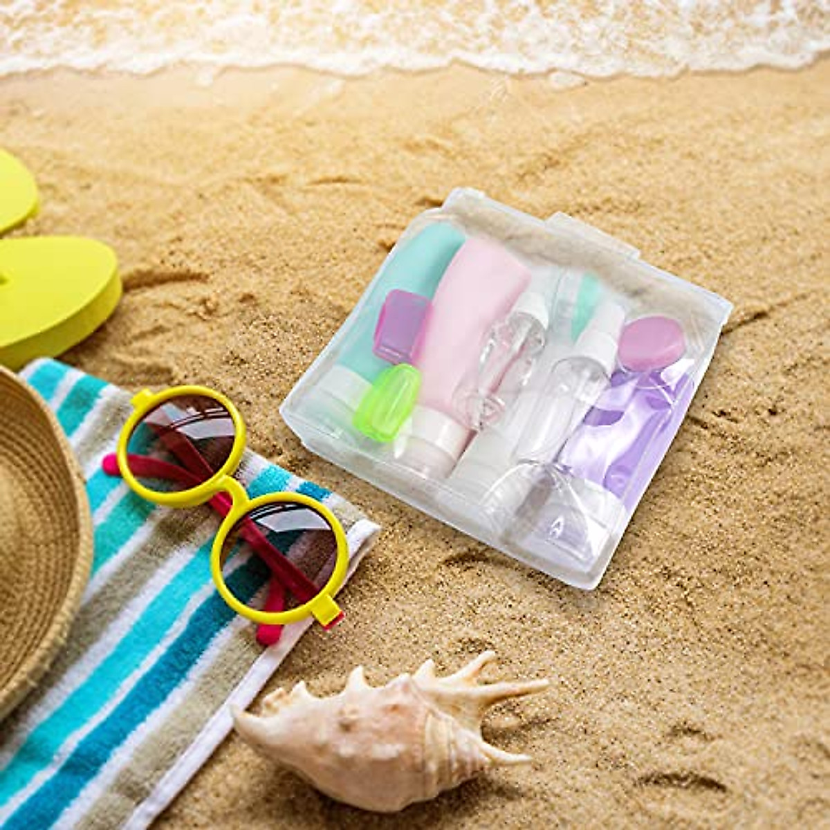 sowinlar 12 Pack Travel Bottles Set for Toiletries，TSA Approved Silicone Leak Proof Refillable Travel Containers, Squeezable Travel Kit,Travel Size Bottles for Toiletries Shampoo Soap 3 oz