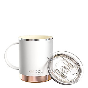 asobu Ultimate Stainless Steel Ceramic Inner Coating Coffee Mug with Double Walled Copper Lining Insulation,12 Ounces (White)