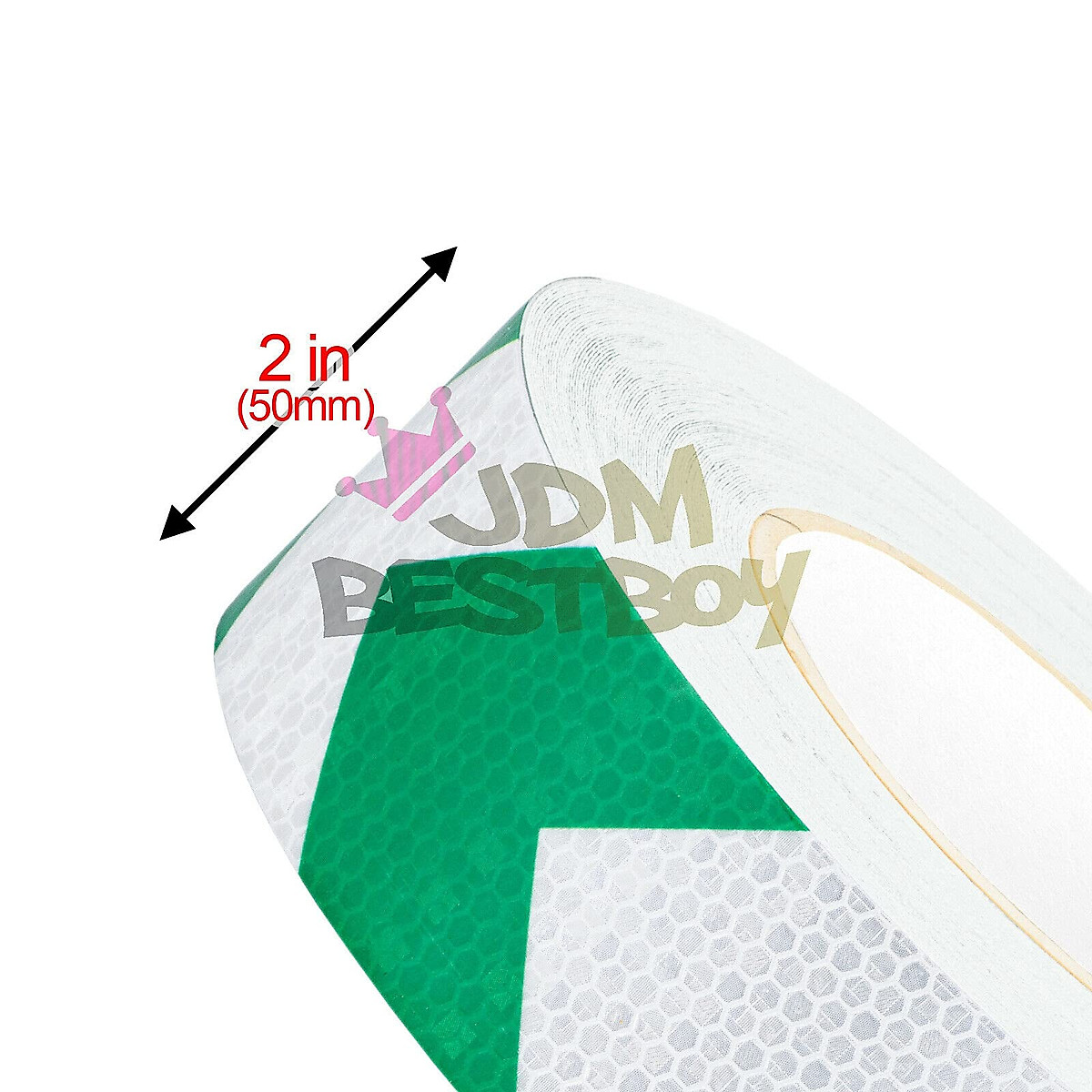 Free Tool Kit Arrow Green/White 2" Inch x120 Foot Reflective Safety Tape Warning Caution Adhesive Conspicuity Marking Decal Sticker Roll Truck RV Trailer Boat ATV Construction