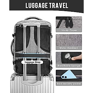 Carry on Backpack, 50l Large Travel Backpack with 3 Packing Cubes, Expandable Airline Approved 17inch Laptop Backpack, Business Weekender Daypack Overnight Luggage Duffel Bag Gifts for Men Women,Grey