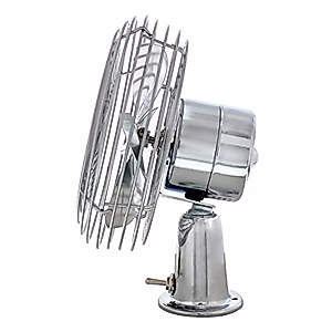 United Pacific 40848 Heavy-Duty Chrome 12V Car Fan w/6" Fan Blade for Cars, Trucks, RVs, & Vans, All Metal, 2-Speeds, Adjustable Base - ONE Fan
