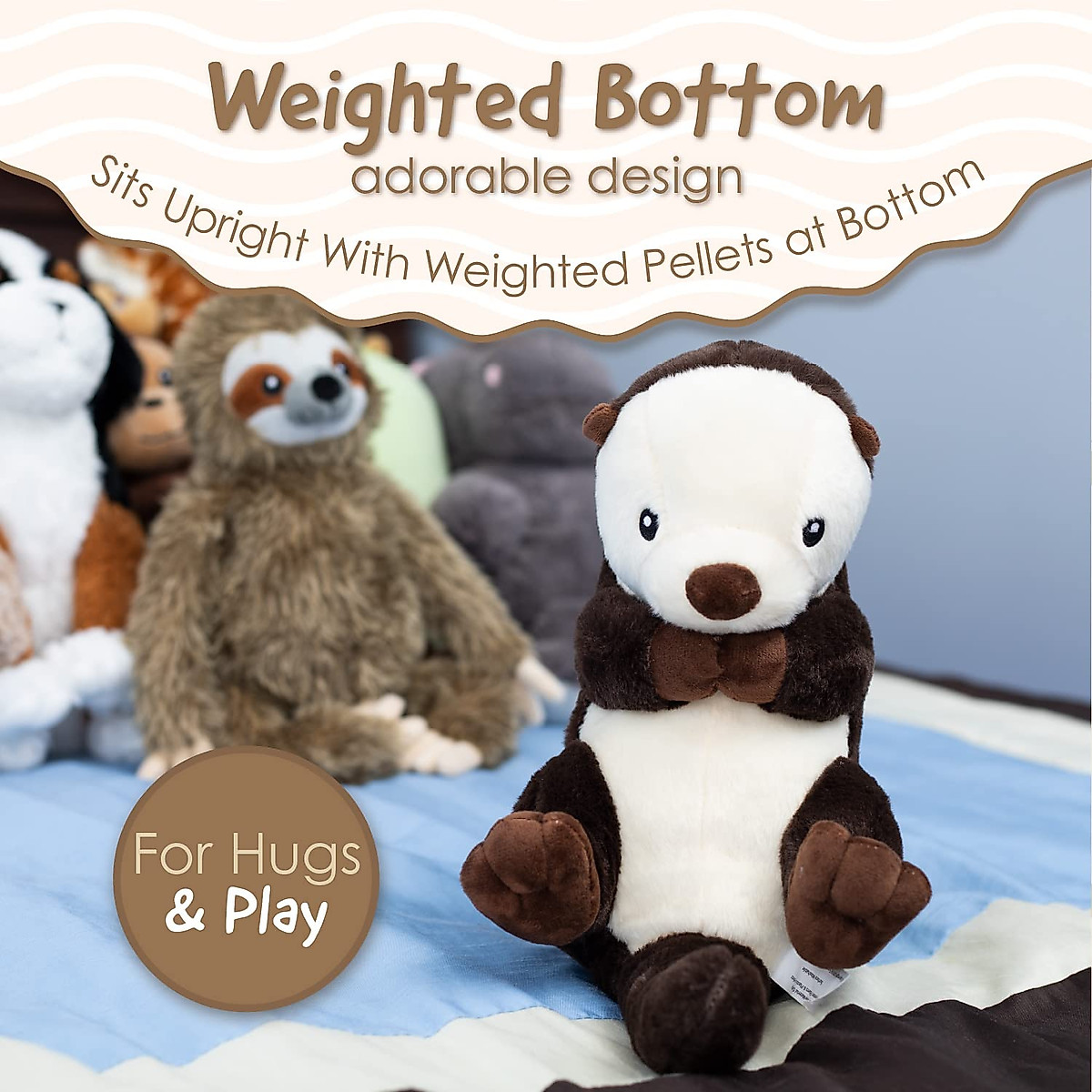 Squirrel Products Cuddle Mates Stuffed Otter Anxiety Stuffed Animal Plush Toy, 14 Inch Otter Plush with Super Soft Minky Fabric, Sea Otter Stuffed Animal for Kids