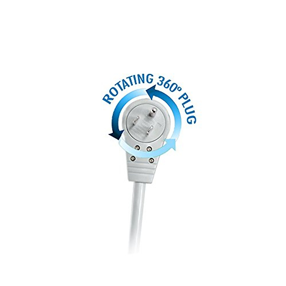 ACL 4 Feet Surge Protector, Flat Rotating Plug, 6 Outlet, Gray Horizontal Outlets, Plastic, Power Cord, 1 Pack