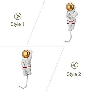 Hoement 2 pcs Hat Back Hanging Wall- Accessories Free Mudroom Adhesive Astronaut Decorative Mounted Statue Scarves Sculptures Clasps Towel Door Decoration for Rack Towels Sticky Heavy