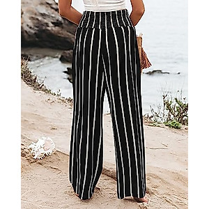 Angerella Womens Casual Elastic Waist Stripe Comfy Jogging Jogger Pants with Pockets Black M