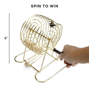 Royal Bingo Supplies Bingo Game Set for Adults, Seniors, and Family - 18 Cards 150 Chips 75 Balls, Brass Roller Cage and Board - Vintage Set