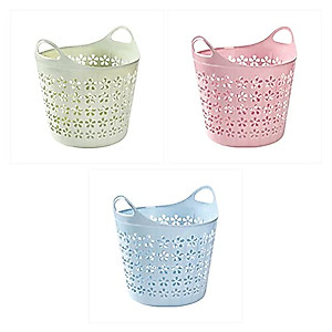 DOITOOL Laundry Baskets, Large Size Plastic Laundry Storage Basket Household Clothes Toy Laundry Basket Portable (Green)