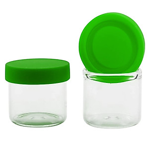 BananaOG Concentrate Dab Containers Glass Jar with Silicone Lid, 6ml Round, 100 pack, Green