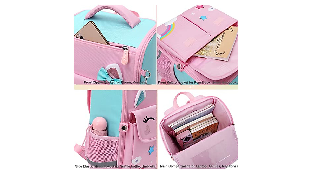 AO ALI VICTORY Unicorn Girls Backpack - Large Pink & Spacious