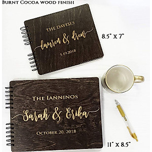 Wooden Wedding Guest Book Custom Made in USA (11"x8.5", Black Stain) Wood Rustic Vintage Personalized 50th Anniversary Bridal Shower Guestbook