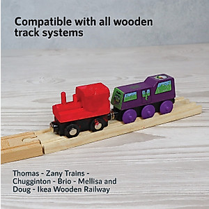 Upper Midland Products 24 Wooden Trains - DIY Unpainted Magnetic Wooden Train Cars - Unfinished Perfect for Paint Project, Crafts, and Trains Birthday Party Supplies - Thomas and BrioCompatible
