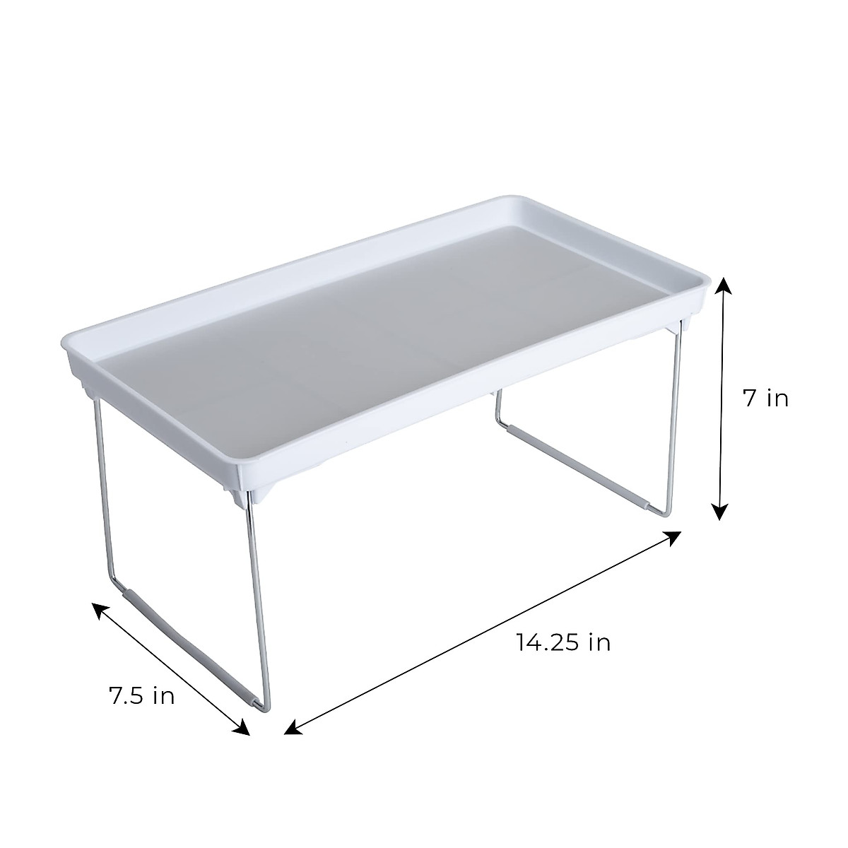 Smart Design Stackable Cabinet Shelf - Non-Slip Lining and Feet - BPA Free - Cupboard, Counter, Pantry, Storage, Kitchen Organizer - White with Gray