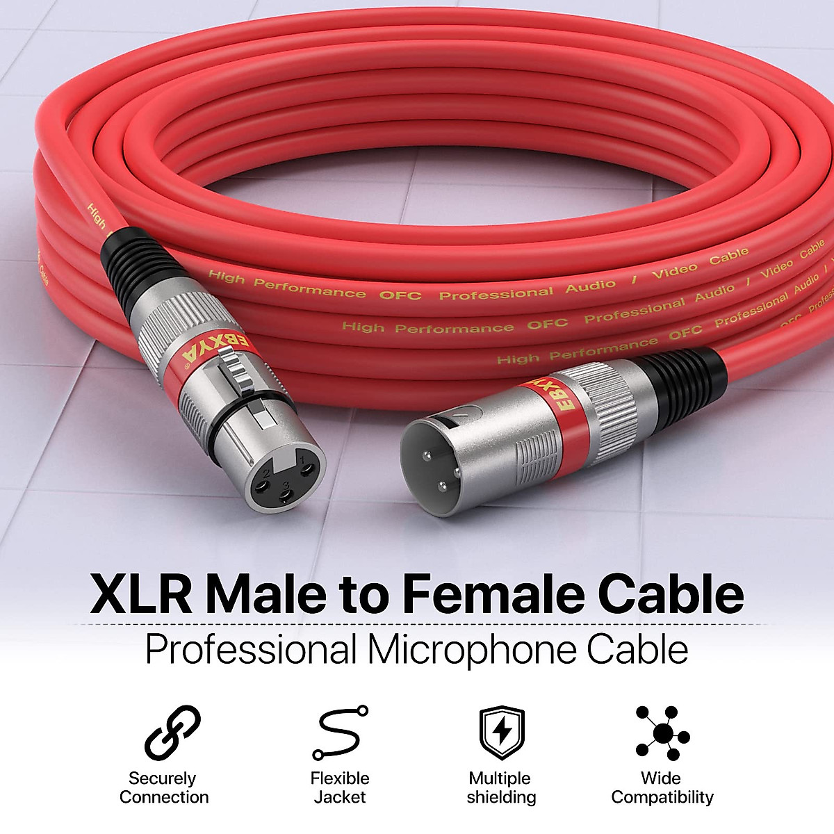 EBXYA XLR Cable 2ft 10 Pack 3 Pins Balanced XLR Microphone Cable Male to Female Suitable for Audio Mixer, Speaker Systems, Radio Station