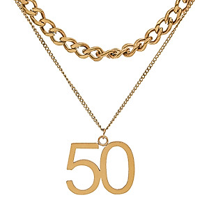 50th birthday gifts for men - with pendant necklace - 50th birthday decorations for men, 50th anniversary, birthday gift ideas for dad, son, husband, friend. The number 50 fashion jewelry