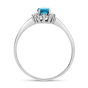 Direct-Jewelry 14k White Gold Oval Blue Topaz And Diamond Ring (Size 9)