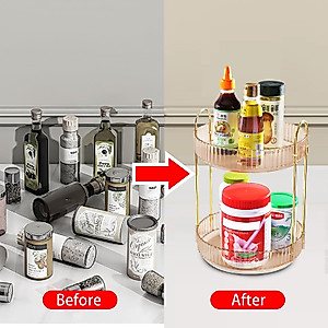 GTI Lazy Susan Organizer, 360 °Rotating Removable Lazy Susan with Handles, Lazy Susan Turntable for Cabinet, Table, Pantry, Kitchen, Countertop, Bathroom, Gold (1 Tier)