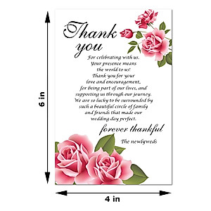 RokAPary Floral Wedding Thank You Place Cards, Place Setting Cards, For Bridal Shower, Reunion, Reception, Celebration, Rehearsals, Dinner Parties, Events 50 Cards 4"x6". Made in USA