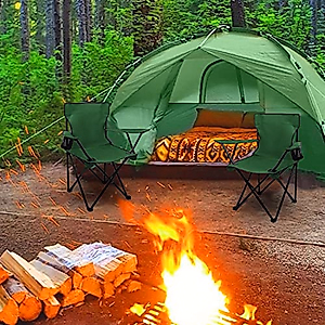 Cambyso Camping Chairs 2Packs Outdoor Chairs Foldable Portable Lawn Chair Ultra-Light Easy to Carry Fishing Chairs with Beverage Holder Heavy Duty Green