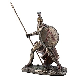 Veronese Design 4 Inch Miniature Greek Spartan Warrior Leonidas Cold Cast Resin Bronze Finish Figurine Educational Collectible