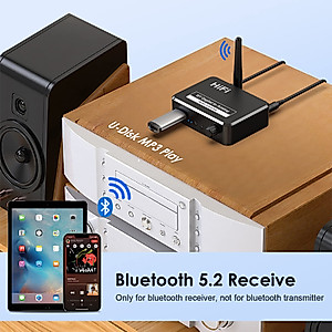 BOLS 192KHz Digital to Analog Audio Converter 5.2 Bluetooth Receiver DAC Wireless Audio Adapter with Optical/Coaxial to 3.5mm Audio Output for TVs, Game Consoles, CD Players, MP3 etc.