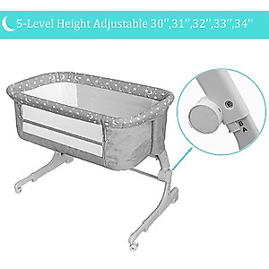 RDHOME Baby Bassinet & Baby Bedside Sleeper, Height Adjustable Portable Infant Cribs for Newborn with Breathable Net Cover, Comfy Mattress,Storage Bag